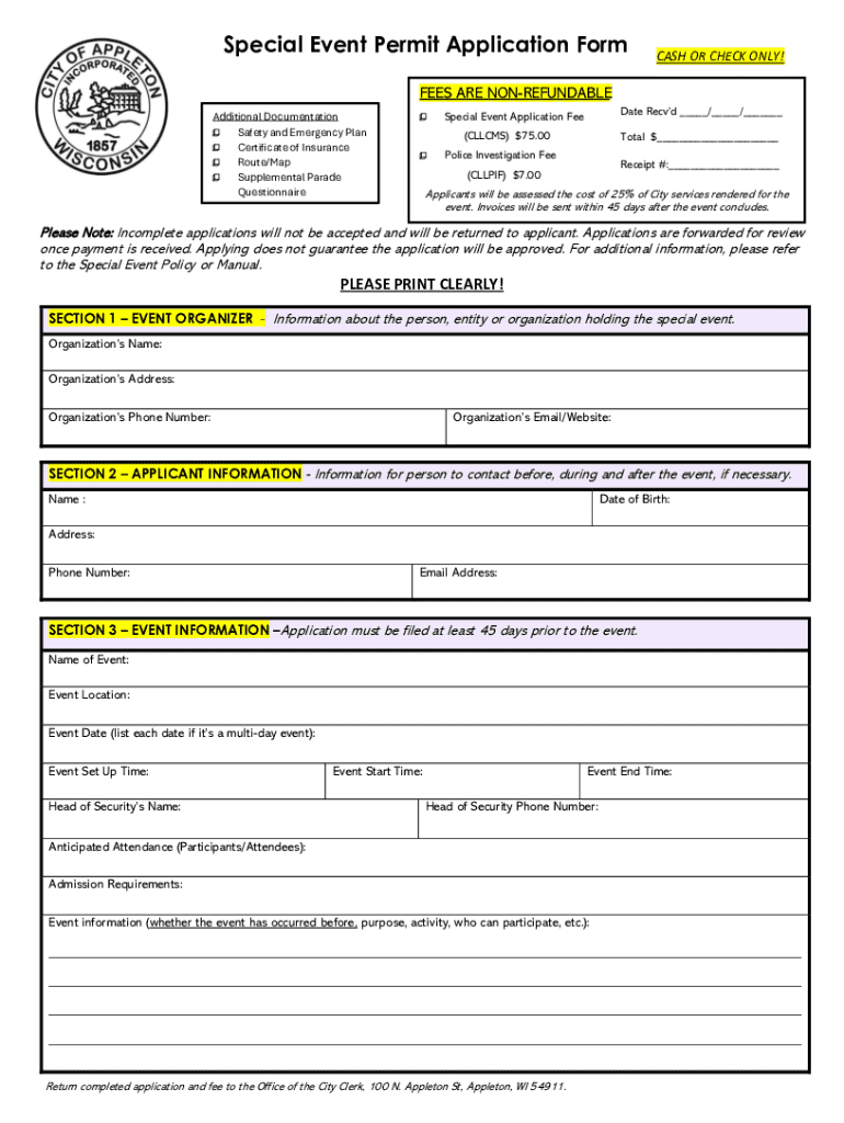 Fillable Online Special Event Permit Application Fax Email Print ...