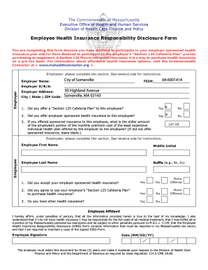 Fillable Online Employee Health Insurance Responsibility Disclosure Fax ...