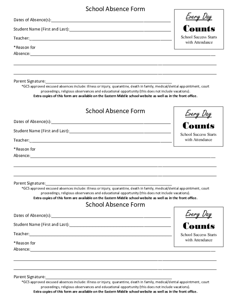 Fillable Online School Absence Notification Fax Email Print - pdfFiller