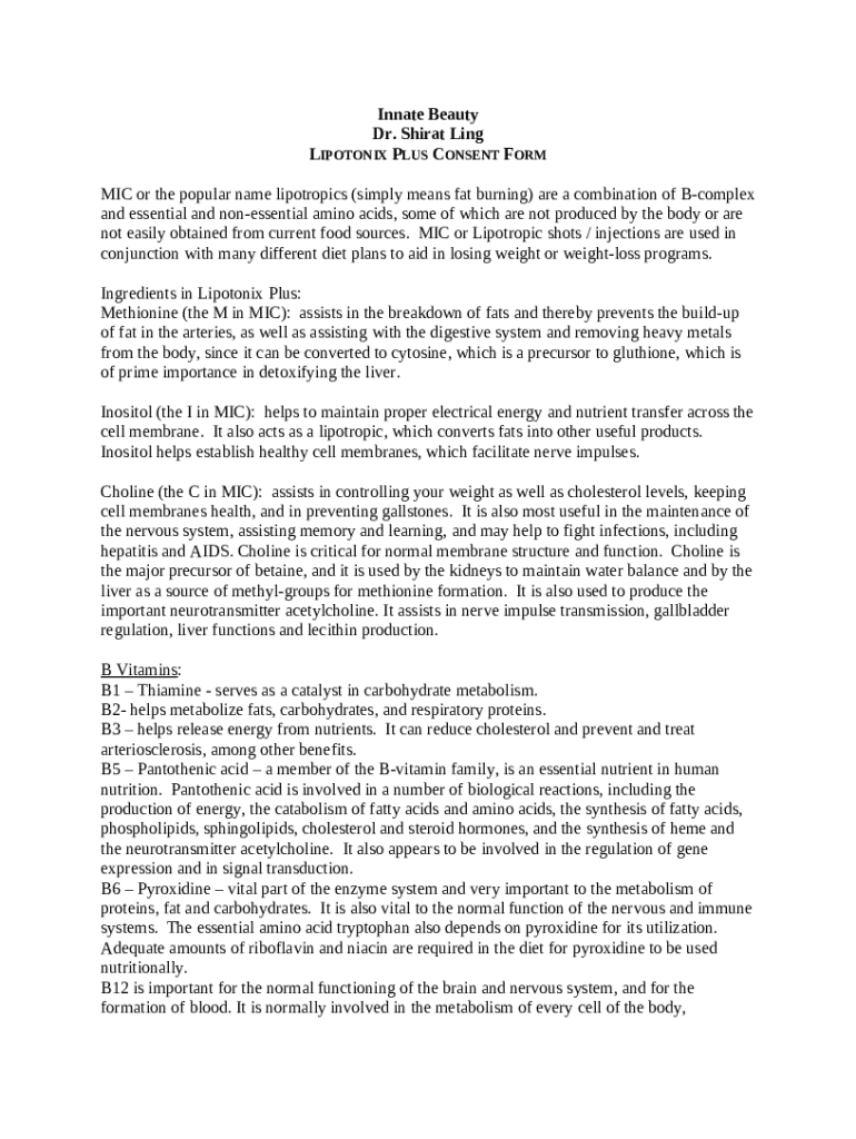 Lipotonix Plus Consent Doc Template | pdfFiller