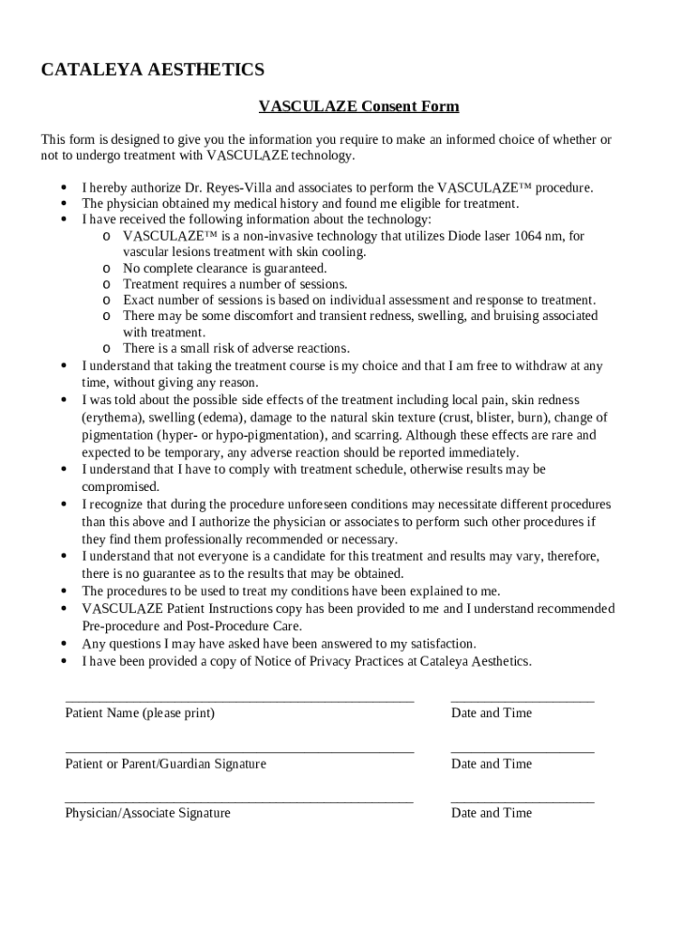 Vasculaze Consent Doc Template | pdfFiller
