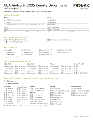 Fillable Online Oga Audéo & Cros Lumity Order Form Fax Email Print ...