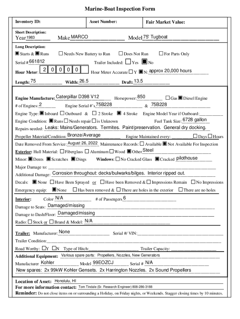 Fillable Online Marine-boat Inspection Form Fax Email Print - pdfFiller