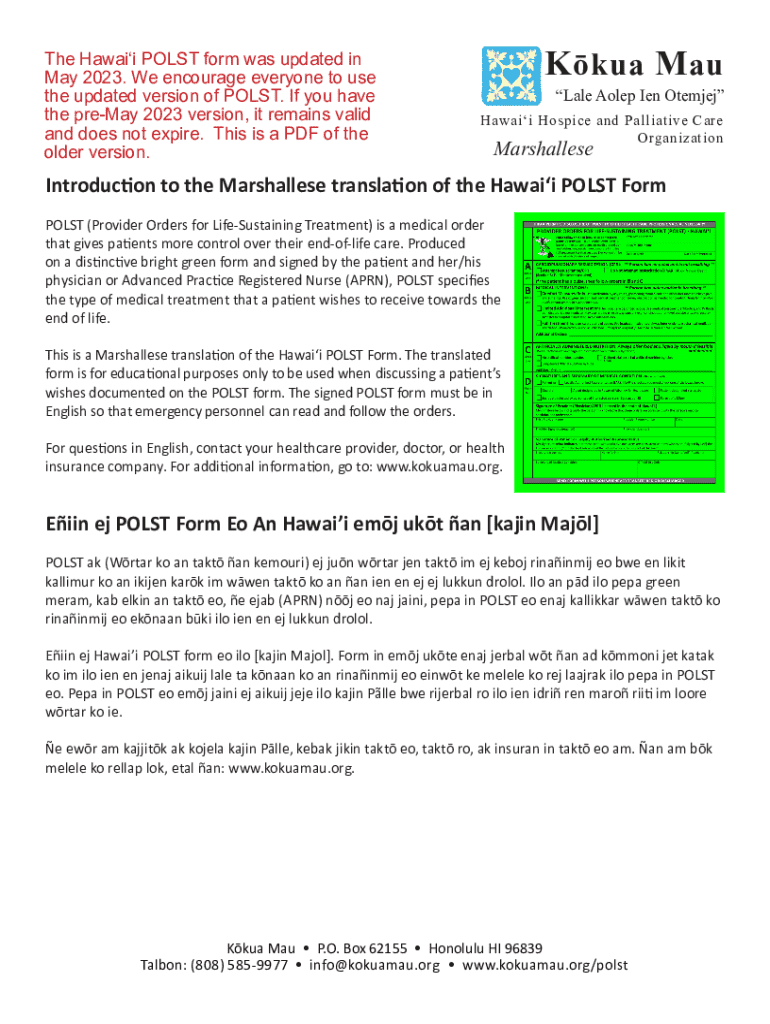 Fillable Online Hawaiʻi Polst Form - Marshallese Translation Fax Email ...