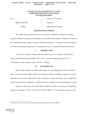 Fillable Online Memorandum Order Granting Motion to Dismiss Bankruptcy Case Fax Email Print ...