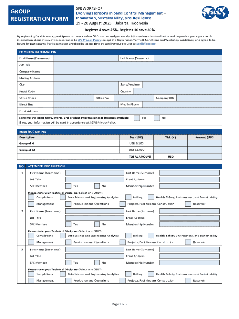 Fillable Online Spe Workshop Registration Form Fax Email Print - pdfFiller
