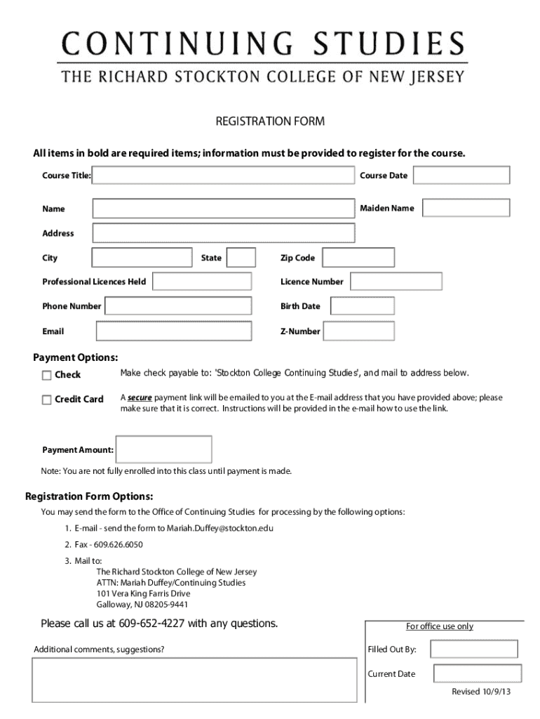 Fillable Online Course Registration Form Fax Email Print - pdfFiller