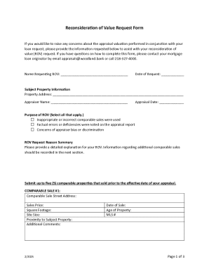 Fillable Online Reconsideration of Value Request Form Fax Email Print - pdfFiller