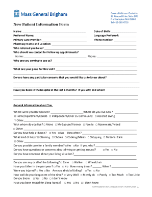 Fillable Online New Patient Information Form Fax Email Print - pdfFiller