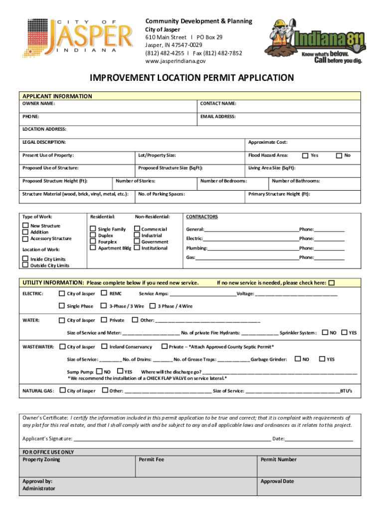 Fillable Online Improvement Location Permit Application for Solar ...
