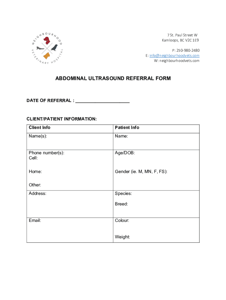 Fillable Online Abdominal Ultrasound Referral Fax Email Print - pdfFiller