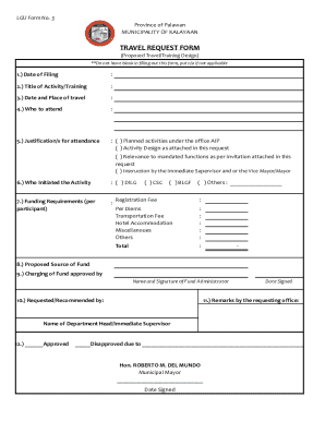Fillable Online Travel Request Form Fax Email Print - pdfFiller