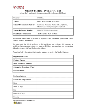 Fillable Online Intent to Bid Form Fax Email Print - pdfFiller