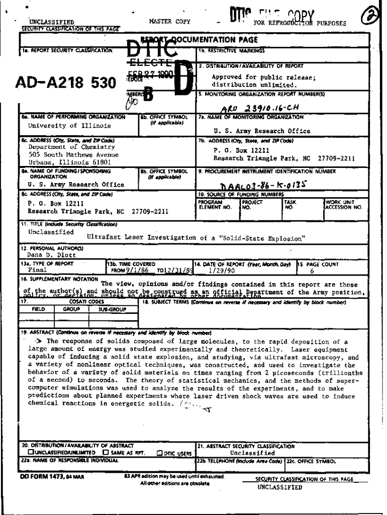Fillable Online Final Report on Ultrafast Laser Investigation of Solid ...