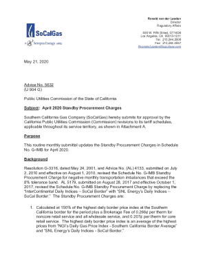 Fillable Online Advice Letter for April 2020 Standby Procurement Charges Fax Email Print - pdfFiller