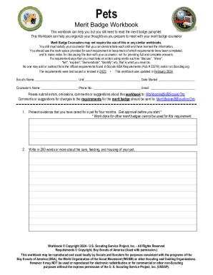 Fillable Online Merit Badge Workbook for Pets Fax Email Print - pdfFiller