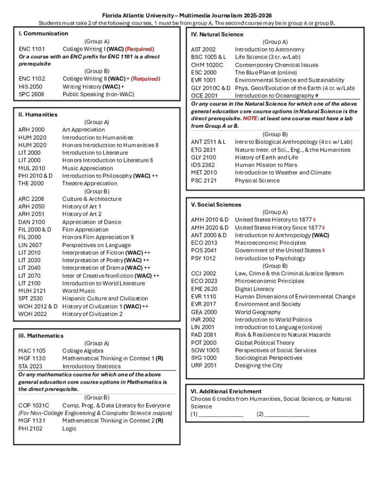 Fillable Online Multimedia Journalism Program Overview Fax Email Print ...