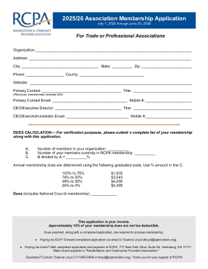 Fillable Online Association Membership Application for Trade or ...