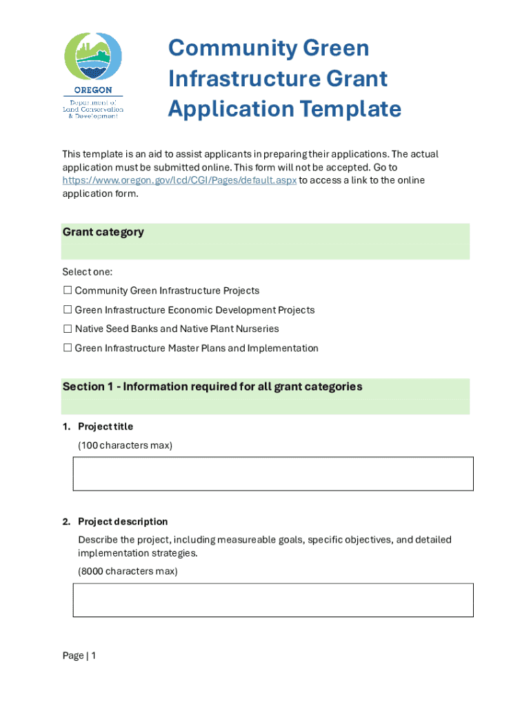 Fillable Online Community Green Infrastructure Grant Application Fax Email Print - pdfFiller