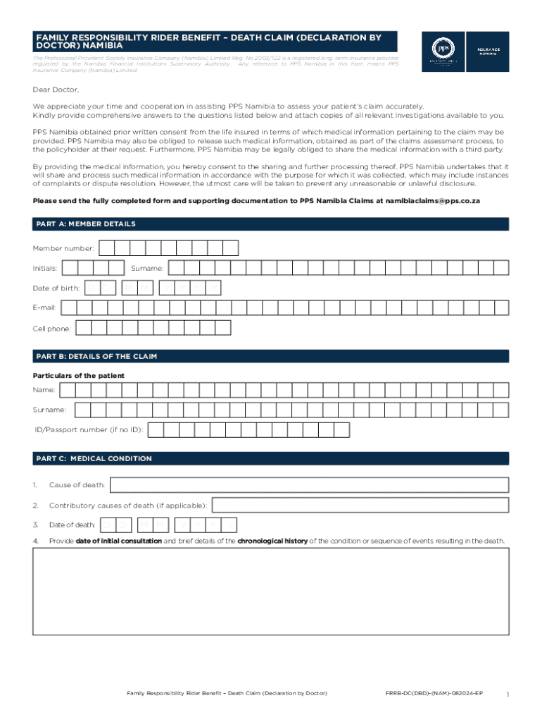 Fillable Online Family Responsibility Rider Benefit – Death Claim Fax Email Print - pdfFiller