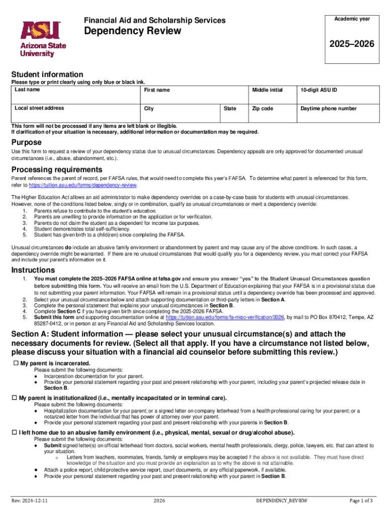 Fillable Online Dependency Review Request Fax Email Print - pdfFiller