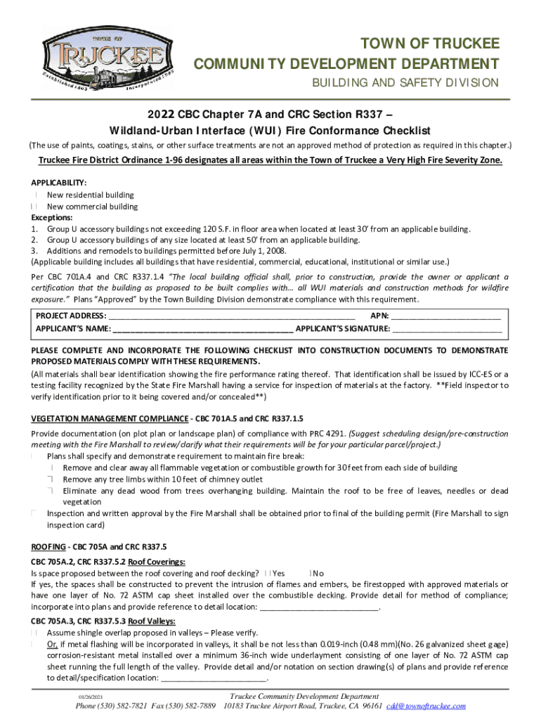 Fillable Online Wui Fire Conformance Checklist Fax Email Print - pdfFiller