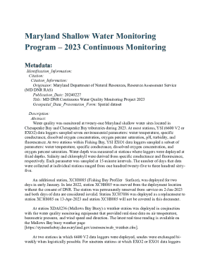 Fillable Online Md Dnr Continuous Water Quality Monitoring Project 2023 ...