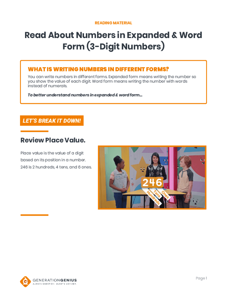Fillable Online Writing Numbers in Different Forms Fax Email Print ...