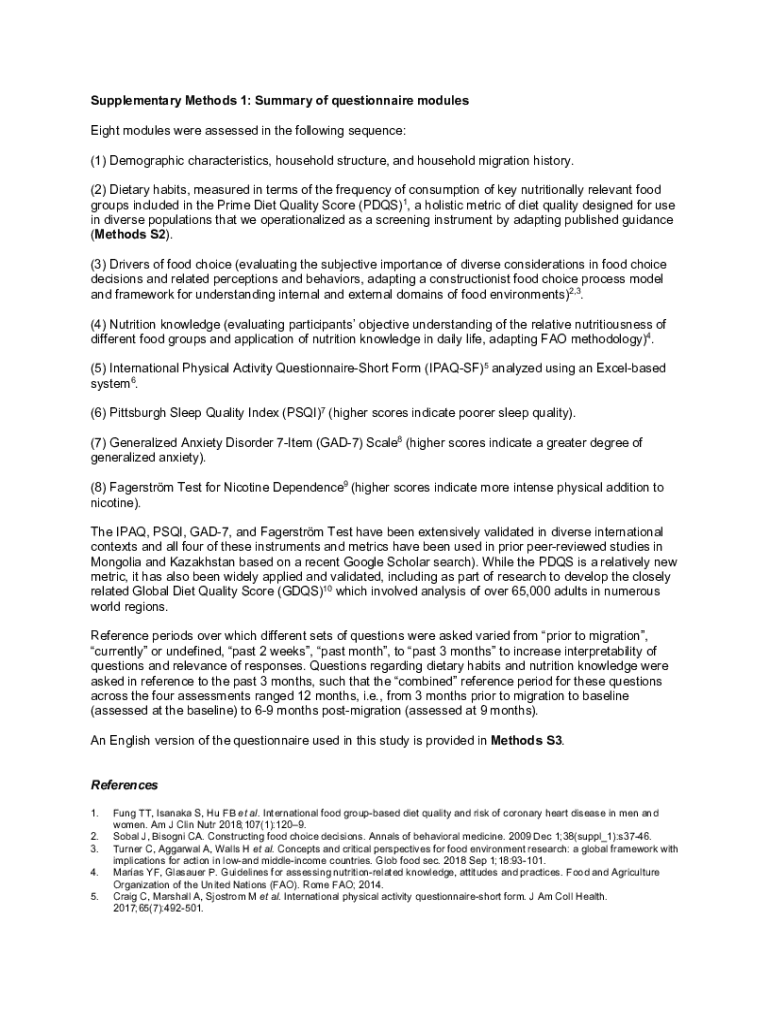 Fillable Online Supplementary Methods for Assessing Dietary Health and Nutrition Fax Email Print ...