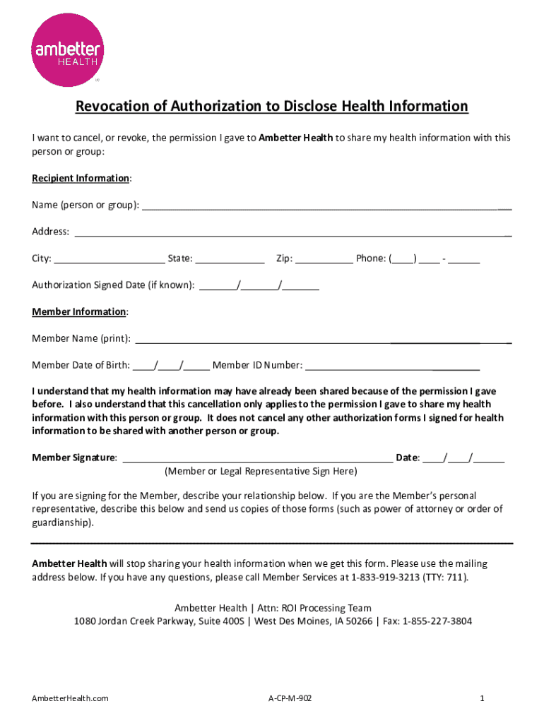 Fillable Online Revocation of Authorization to Disclose Health Information Fax Email Print ...