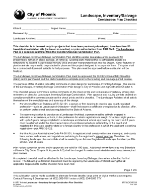 Fillable Online Landscape Inventory/salvage Combination Plan Checklist ...