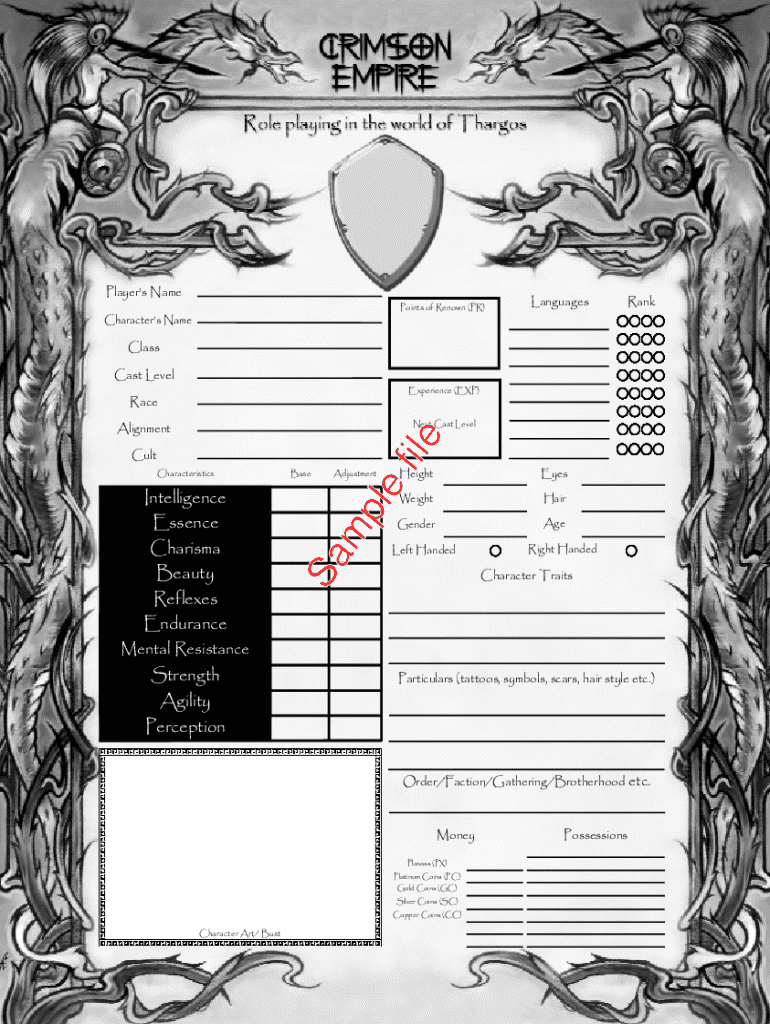 Fillable Online Player Character Stats Sheet Fax Email Print - pdfFiller