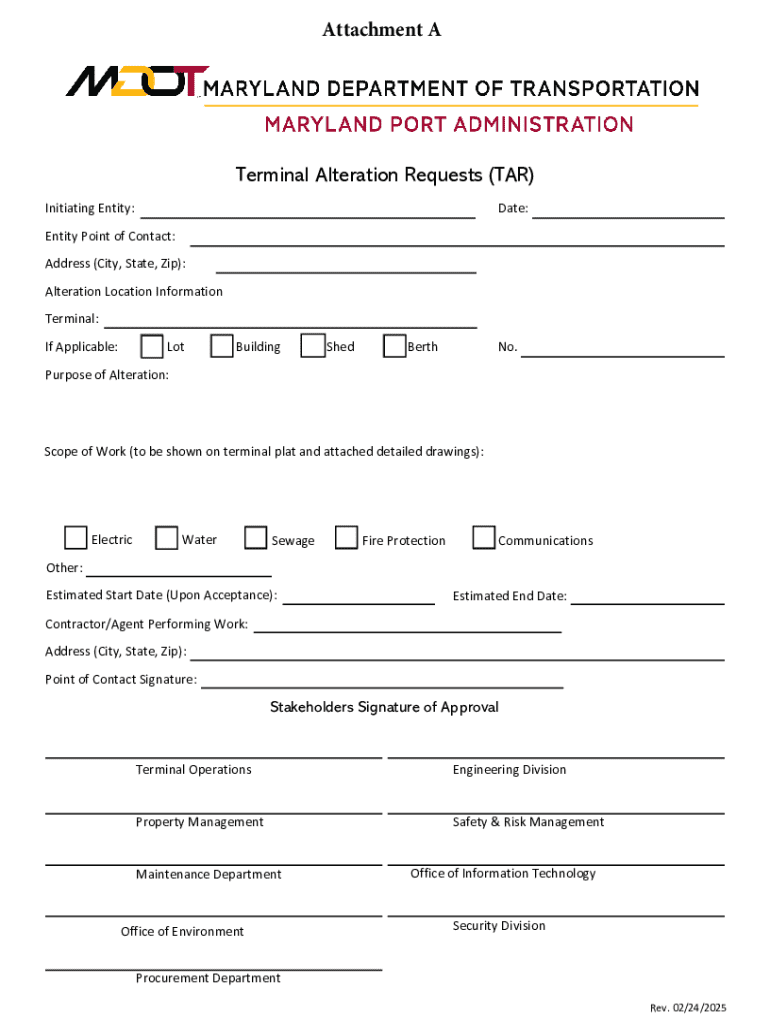 Fillable Online Terminal Alteration & Renovation Review Process Fax ...