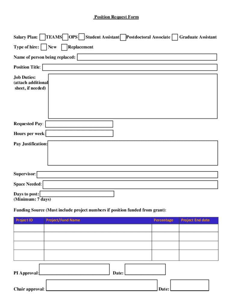Fillable Online Position Request Form Fax Email Print - pdfFiller