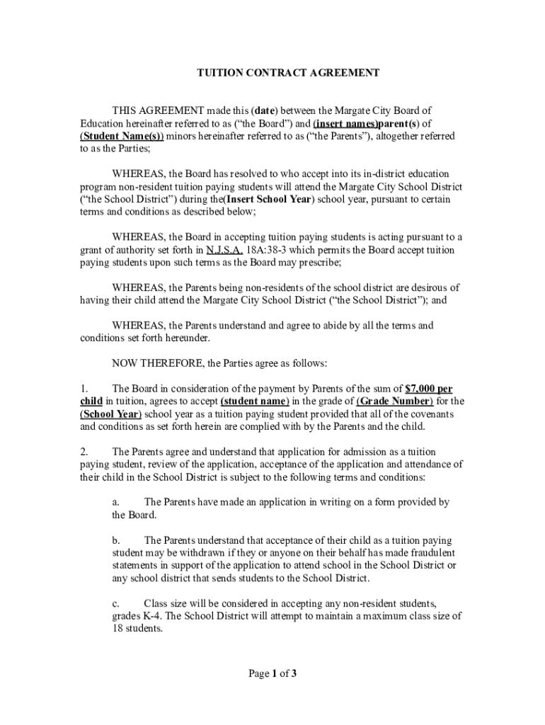Fillable Online Tuition Contract Agreement for Non-resident Students ...