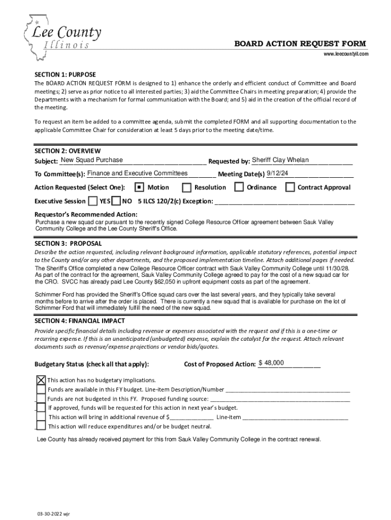 Fillable Online Board Action Request Form Fax Email Print - pdfFiller