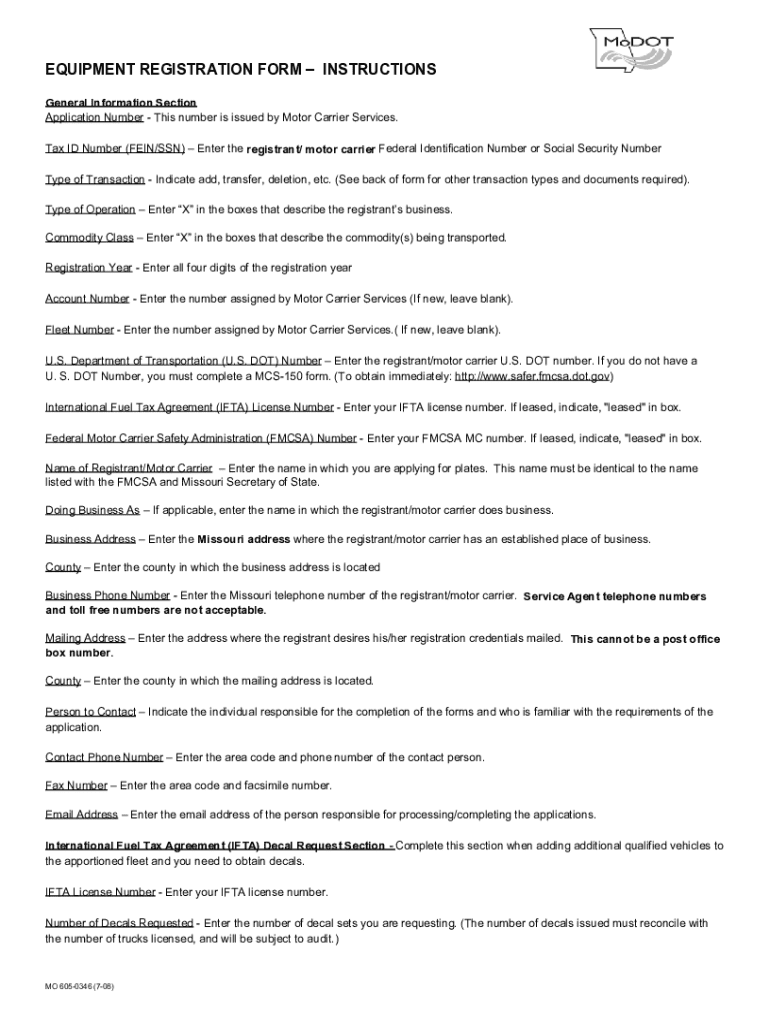 Fillable Online Equipment Registration Form - Instructions Fax Email ...