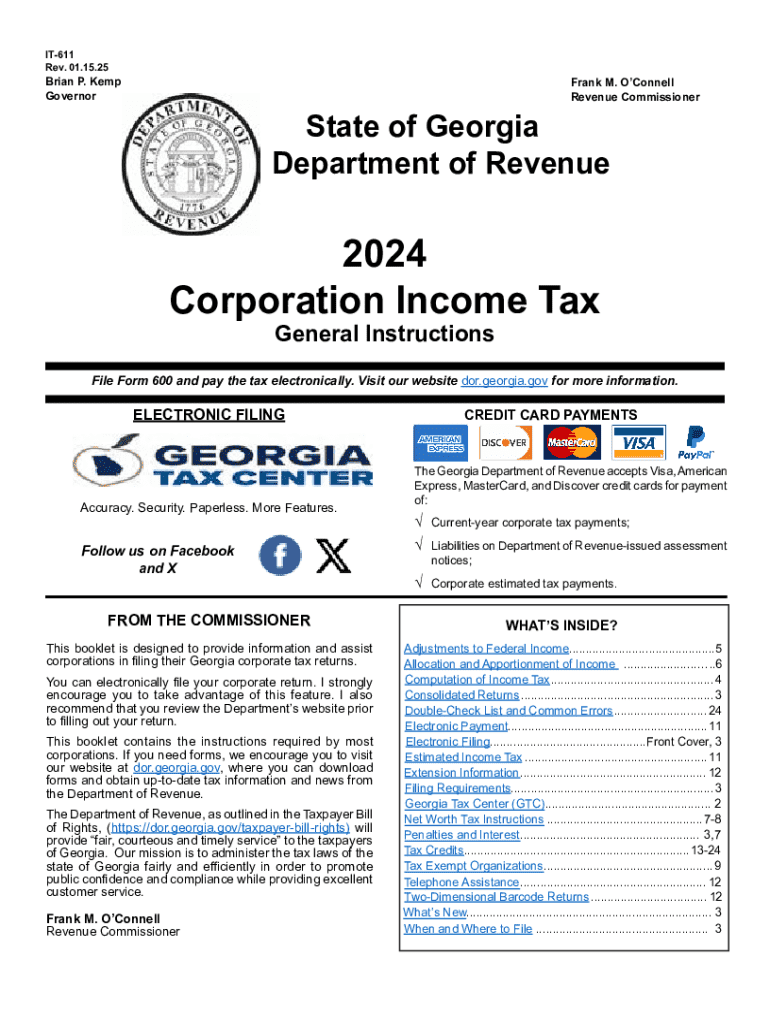 Fillable Online 2024 Corporation Income Tax General Instructions Fax ...