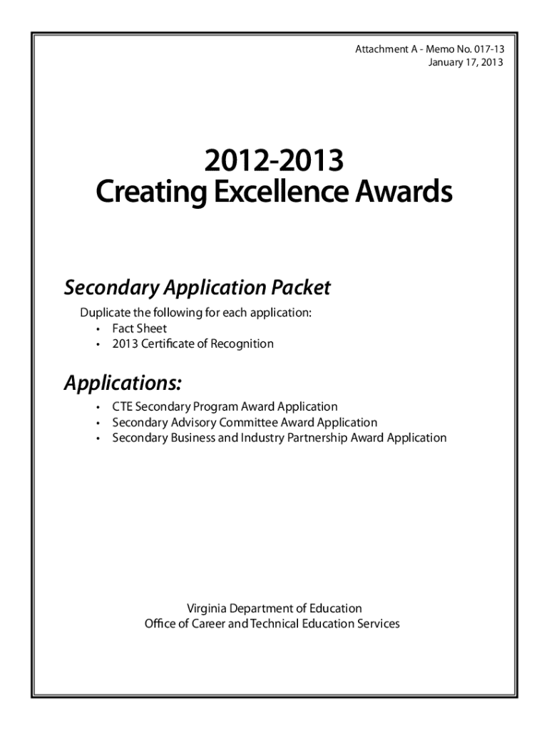 Fillable Online Creating Excellence Awards Application Fax Email Print - pdfFiller