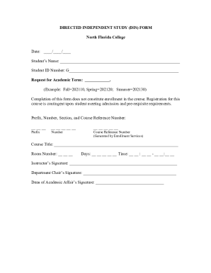 Fillable Online Directed Independent Study Form Fax Email Print - pdfFiller