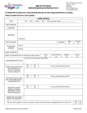 Fillable Online Befriending Scheme Referral Form Fax Email Print ...