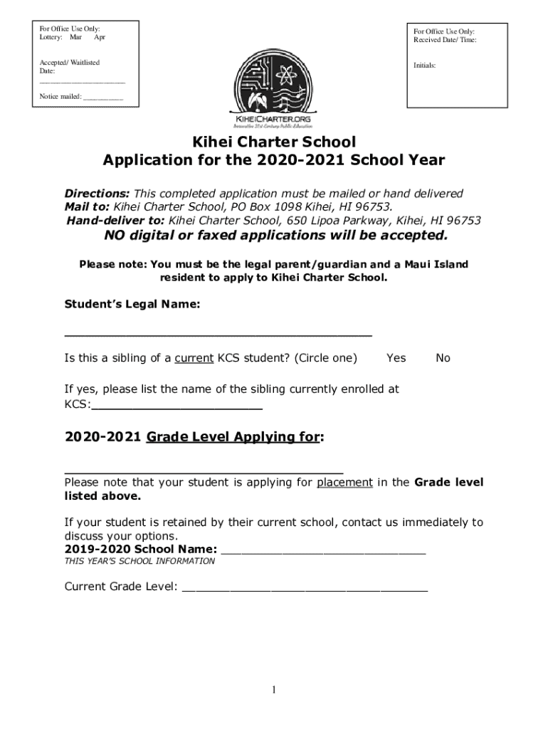 Fillable Online Kihei Charter School Application Fax Email Print ...