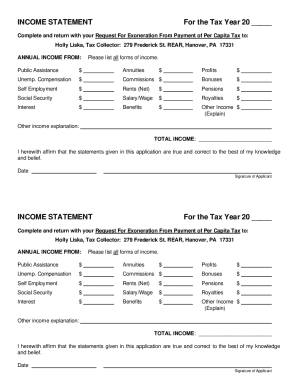 Fillable Online Income Statement for Tax Year Fax Email Print - pdfFiller