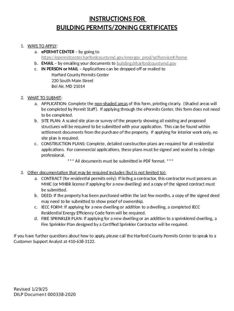 Building Permits/zoning Certificates Instructions Doc Template | pdfFiller