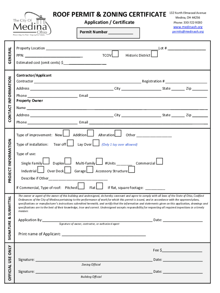 Fillable Online Roof Permit Application Fax Email Print - pdfFiller