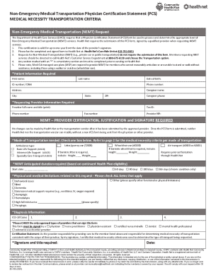 Fillable Online Non-emergency Medical Transportation Physician ...