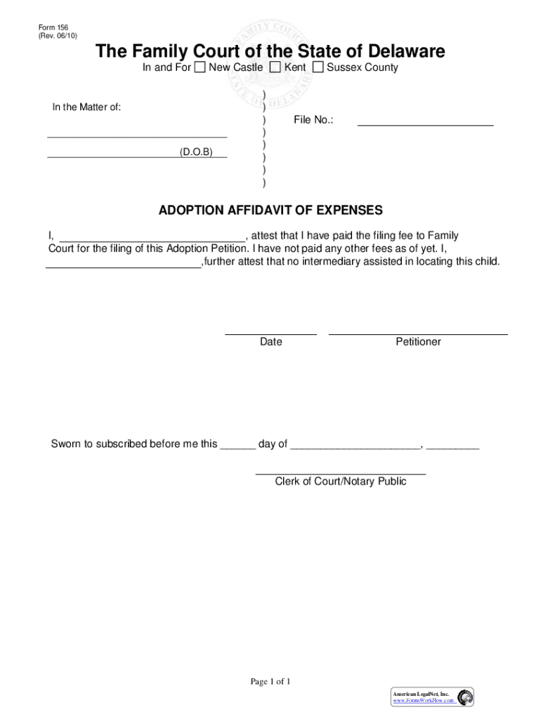 Fillable Online Adoption Affidavit of Expenses Fax Email Print - pdfFiller