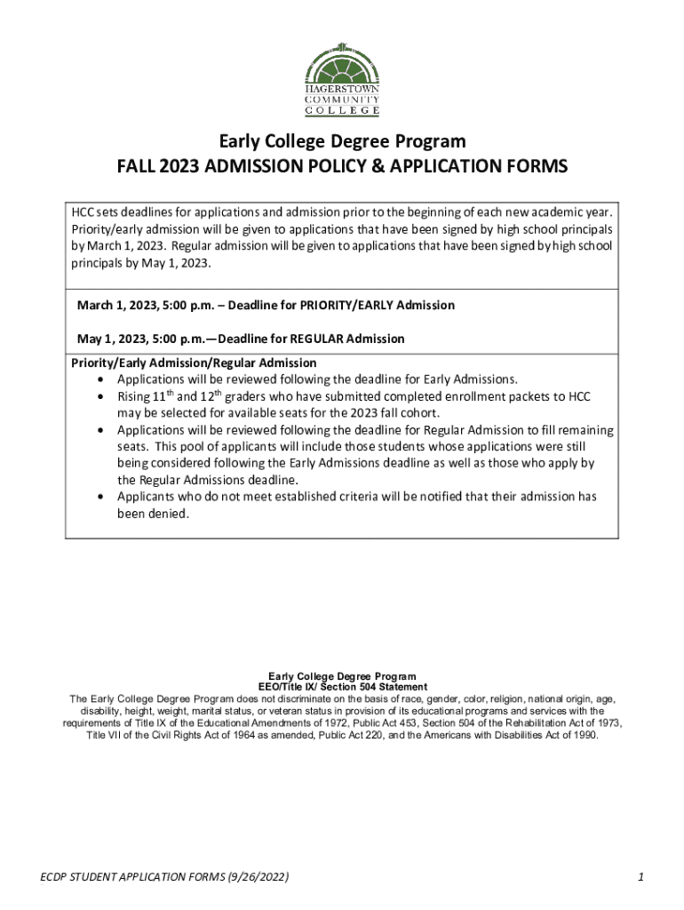 Fillable Online Early College Degree Program Admission Application Fax Email Print - pdfFiller