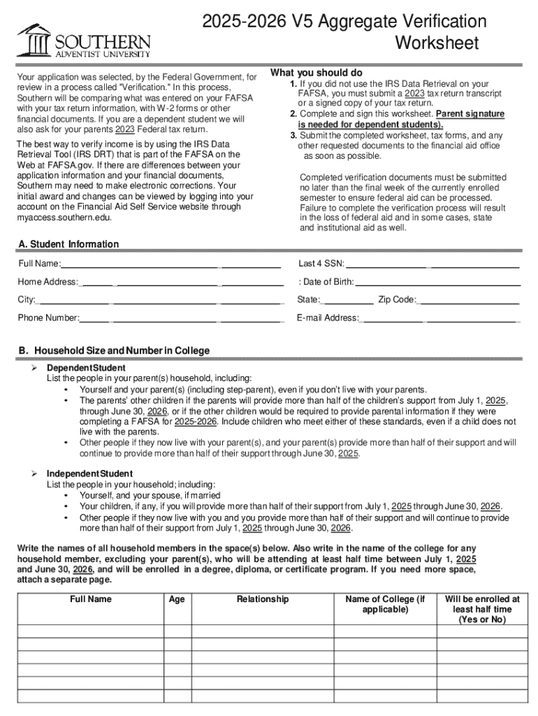 Fillable Online V5 Aggregate Verification Worksheet Fax Email Print - pdfFiller