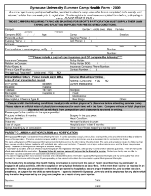 Fillable Online Summer Camp Health Form Fax Email Print - pdfFiller